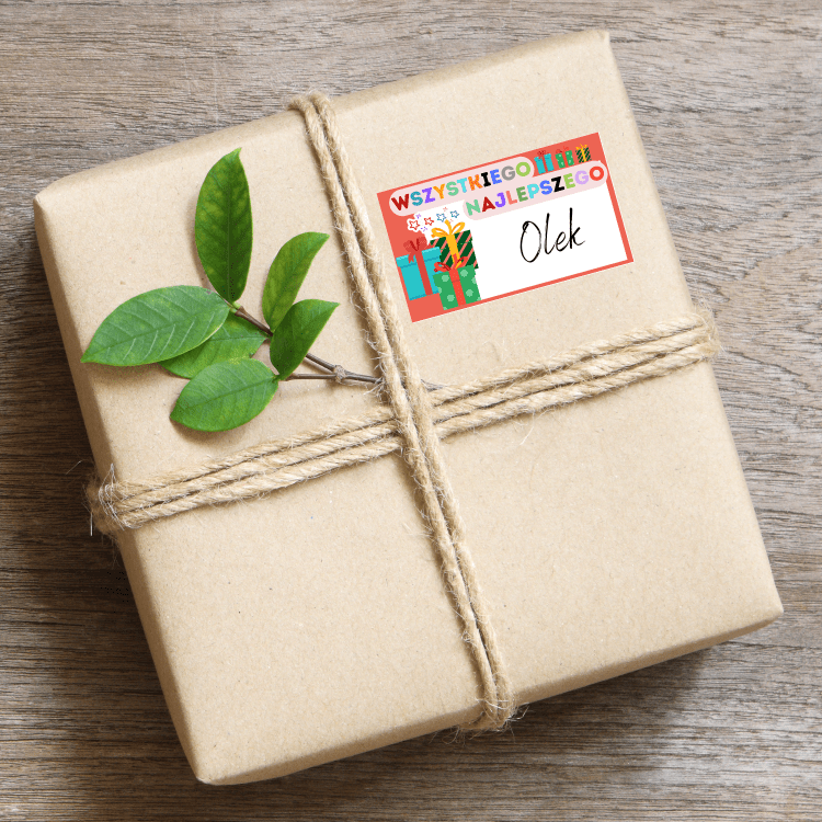 Naklejki na prezenty urodzinowe kolorowe ozdobne samoprzylepne 10szt.